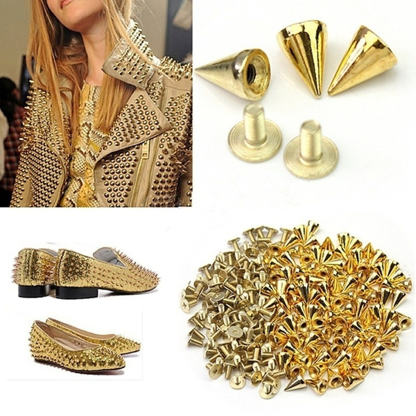 100Pcs Cone Studs And Spikes DIY Craft Cool Punk Garment Rivets For ...