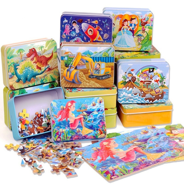 60 PCS/Box Jigsaw Puzzles for Kids, Cute Cartoon Dinosaur Animation ...