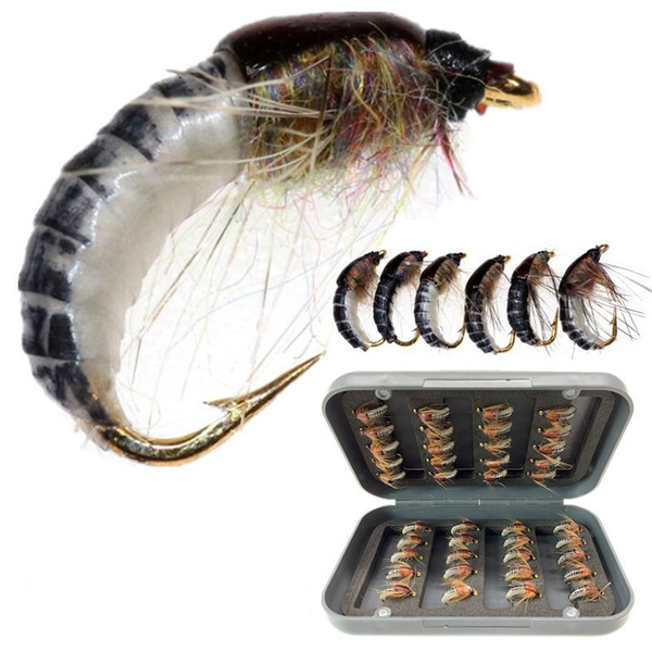 16/24/32/40Pcs Nymph Scud Bug Worm Flies Trout Fly Fishing Lure Bait | Wish