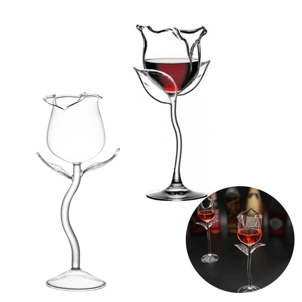 Fancy Red Wine Goblet Wine Cocktail Glasses 100ml Rose Flower Shape ...