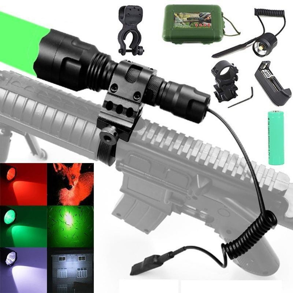 Outdoor Hunting Light Led Flashlight Torch Switch Rechargeable Torch ...