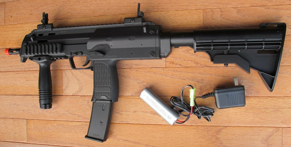 Mp7 Style Auto Electric Airsoft Gun W/fore Grip& Retractable Stock ...