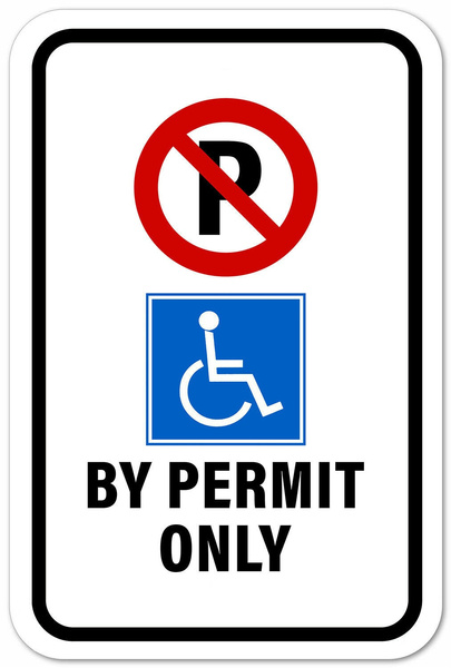 Reserved Handicap Parking Sign By Permit Only Aluminum Metal Sign 8x12 ...
