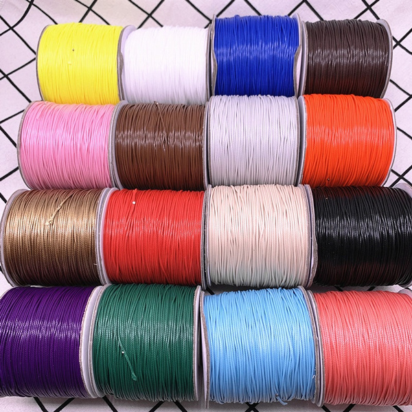 New 0.5-2.0mm Waxed Cotton Cord Waxed Thread Cord String Strap Necklace ...