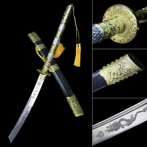 Forged by hand, Chinese sword, high hardness, patterned steel, super ...