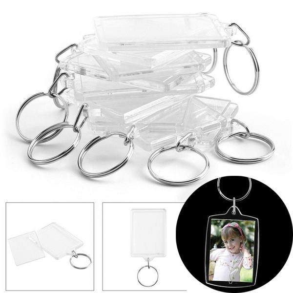 4/10 Pcs Clear Acrylic Blank Insert Photo Frame Key Ring Keychain ...