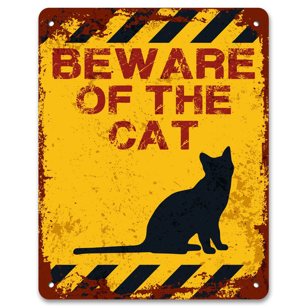 Beware of the Cat | Vintage Metal Garden Warning Sign | Pet Caution ...