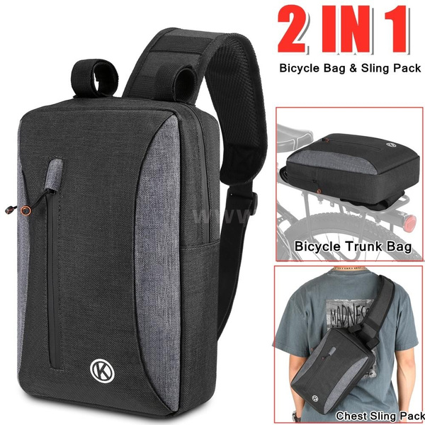 2-in-1 Bicycle Trunk Bag Casual Chest Sling Pack Bag Cycling Bike Rear ...