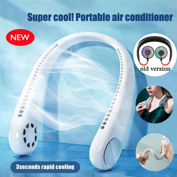 New Hanging Dual Cooling Neck Fan Mini USB Portable Rechargeable Quiet ...