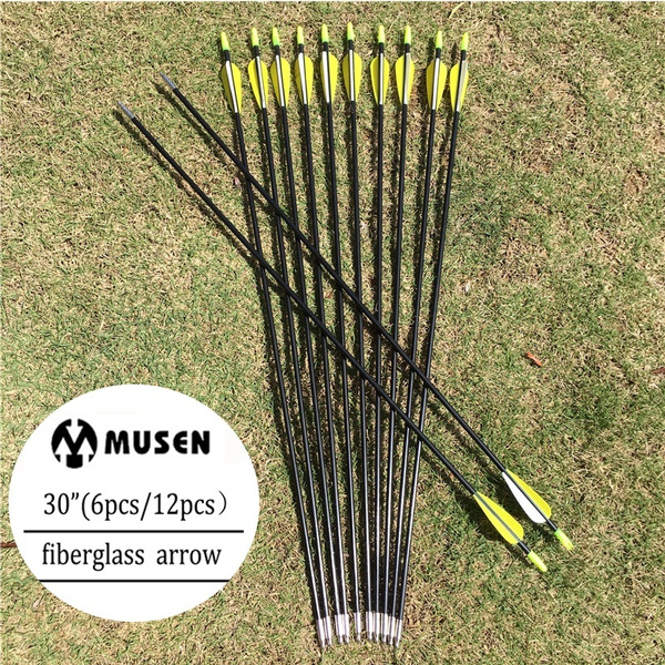30 Inches Fiberglass Arrows 6/12 PCS Set OD 7mm Spine 700 Archery Arrow ...