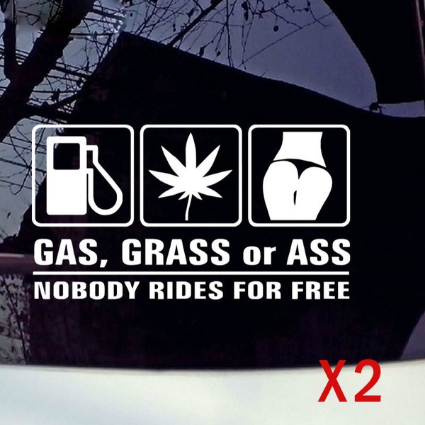 2pcs/set Reflective Personality Car Sticker GAS GRASS OR ASS NOBODY ...