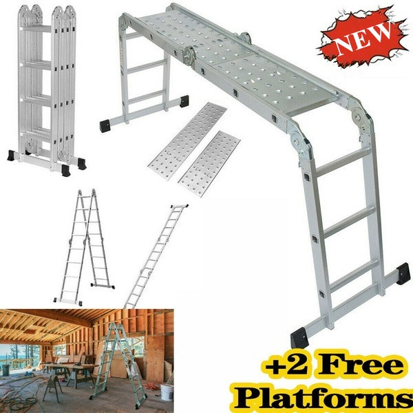 3.7M Heavy Duty Multi-Purpose Extendable Aluminum Folding Ladder with ...