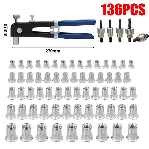 130PCS M3/M4/M5/M6/M8 Aluminium Threaded Rivet Nut +5PCS Rivet Nut ...