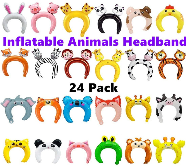 24 Pack Inflatable Animals Headband Zoo/Safari Animal Headband Animals ...