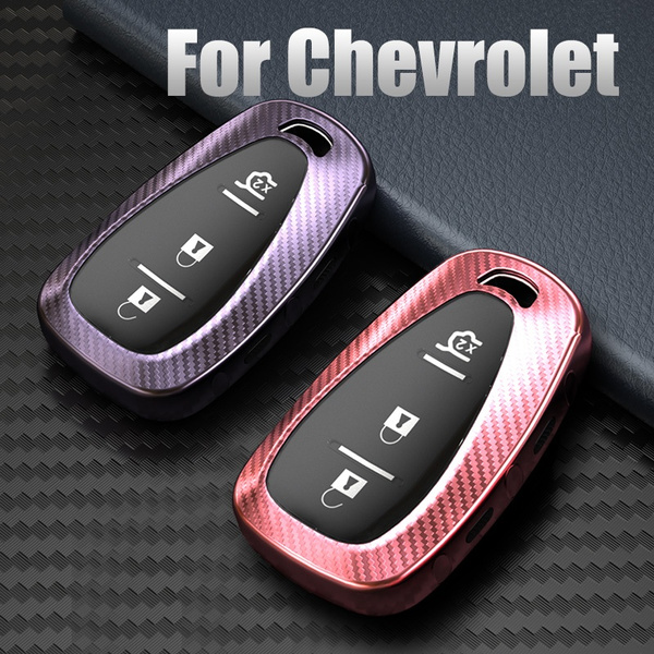 Car Key Cover For Chevrolet Chevy Camaro Cruze Malibu TPU Carbon Fiber ...