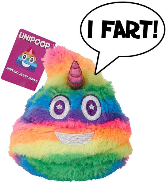 Unicorn Poop Emoji Farting Plush Toy - Makes 7 Funny Fart Sounds ...