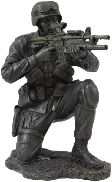 Ebros Gift Military Soldier Kneeling and Taking Aim Statue 5.5" Tall ...