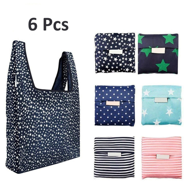 Folding Reusable Grocery Bags 6 Pack 22"x14" Capacity Washable ...
