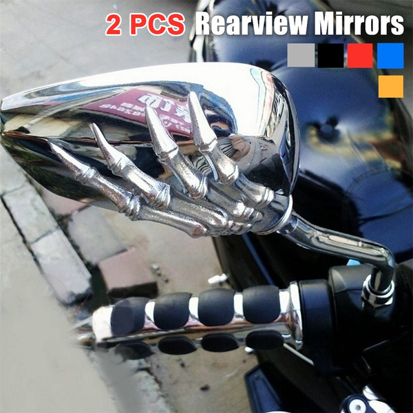 New Motorcycle 1 Pair Left Right Mirrors Universal Motorcycle Chrome ...