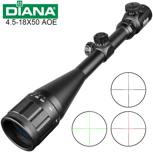 DIANA 4.5-18X50 Aoe Riflescope Adjustable Green Red Dot Cross Hunting ...