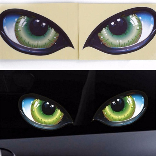 2pcs/Pair 3D Eyes Car Stickers 3D Vinyl Decal Car Head Engine Cover ...