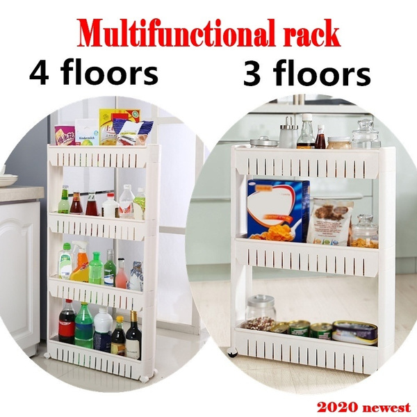 2020 NEW 3/4 Tier White/Grey Slim Crack Slide Out Trolley Storage ...