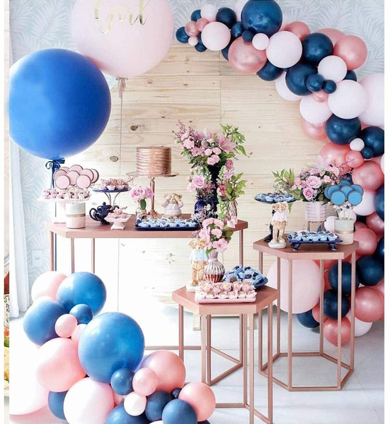 Soonlyn Gender Reveal Party Balloons 100 Pack Navy Rose Gold Balloons ... Soonlyn Gender Reveal Party Balloons 100 Pack Navy Rose Gold Balloons ...