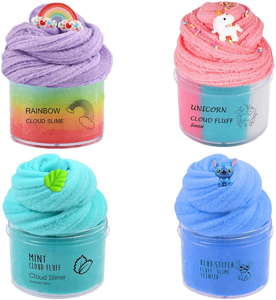 Luckyunicorn 4 Pack Colud Slime Scent Rainbow Stitch Unicorn Slime ...