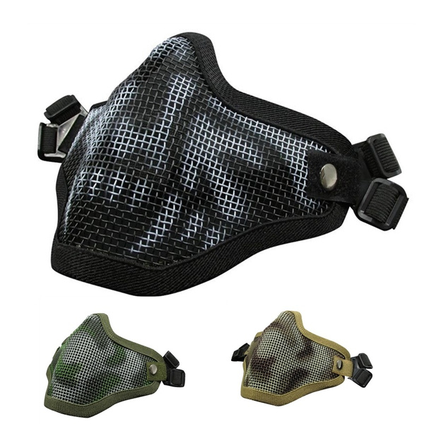 Mesh Half Face Skull Mask Striker Steel Airsoft Mask Tactical Lower ...