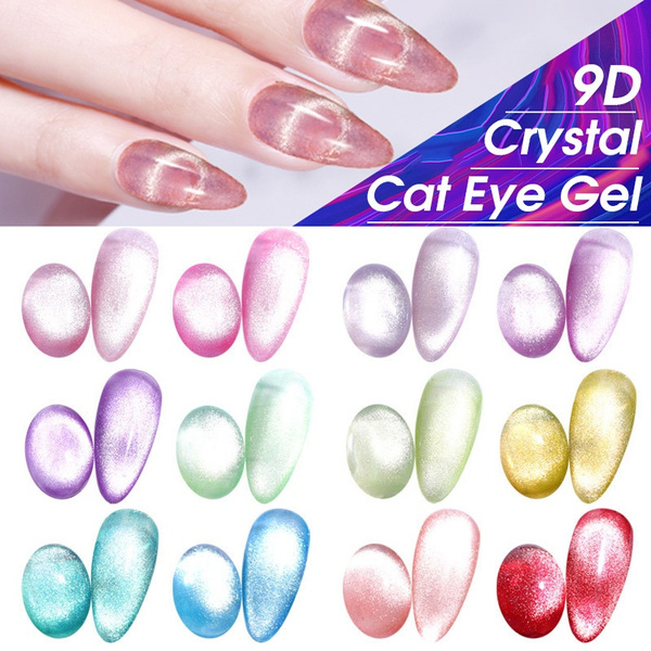 1 Bottle 8ml Crystal Cat Eye Gel Nail Polish Cat Eye Varnish UV Curing ...
