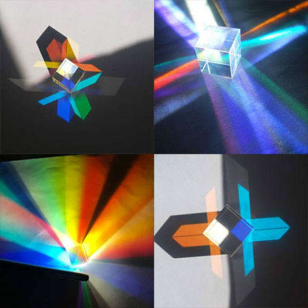 Glass Prism Six-Sided Bright Light X-Cube Prism Stained Glass Beam ...