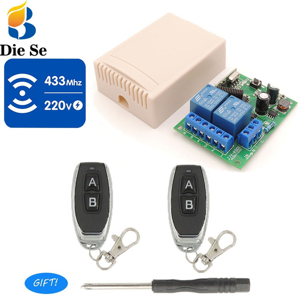 433 Mhz Remote Control 2 Button Transmitter Programming AC 85~250V ...