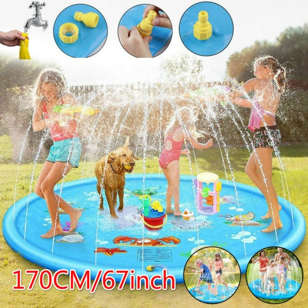 170/100CM Kids Inflatable Water spray pad Round Water Splash Play Pool ...
