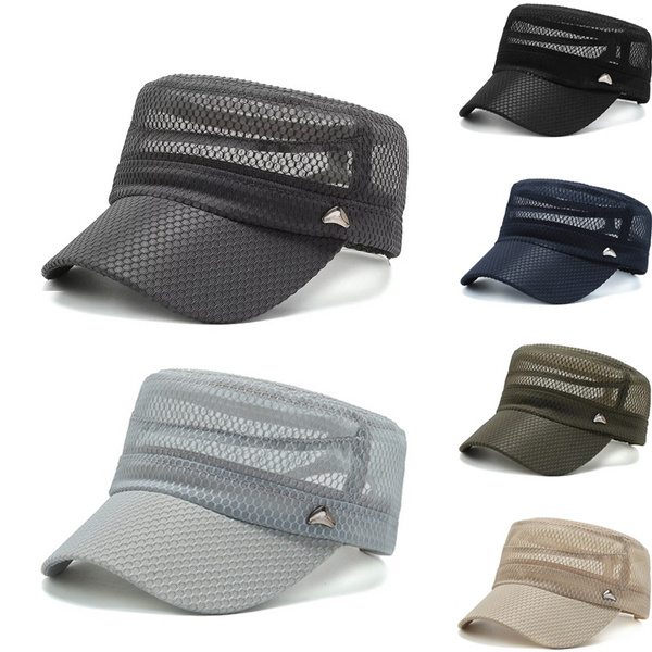 Men Women Casual Military Hat Summer Breathable Mesh Cadet Army Cap ...