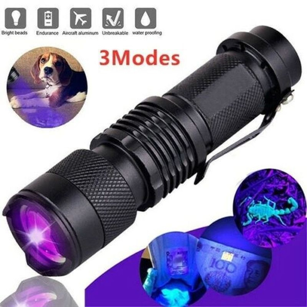 Mini UV Flashlight Black Light LED 395/365nm Ultraviolet Blacklight Detector Aluminum Torch ...