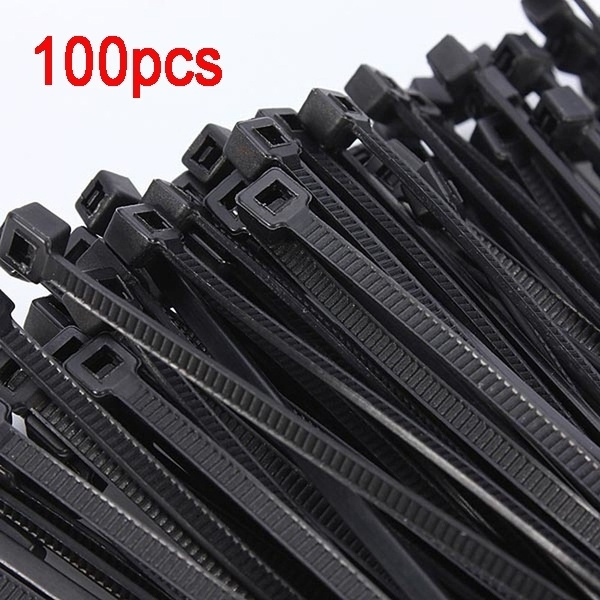 100pcs Nylon cable tie black white cable tie environmental protection plastic self-locking cable ...