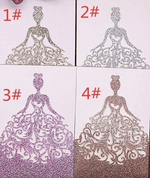 25PCS/SET Laser Cut Glitters Paper Invitation Princess Girl Birthday ...