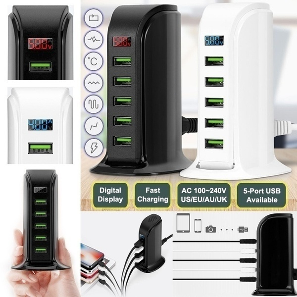 Fast Charging 5-Port USB Digital Display Charging Station Dock ...