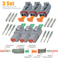Practical 3 Set DT04-2P 2-Pin Solid Contact 14-16 18 AWG Connector Pins ...