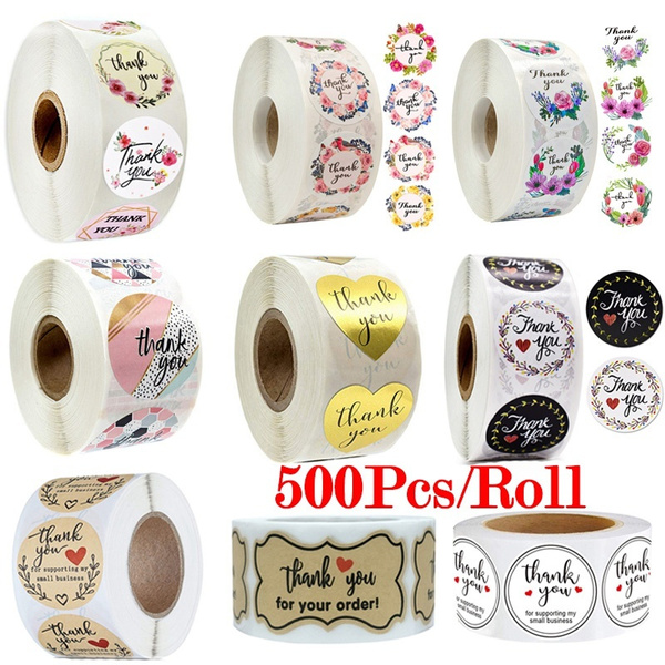 500 Stickers/Roll Thank You Kraft Paper Stickers For Package Label ...
