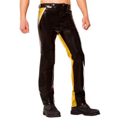 Men Latex Catsuit Rubber Black Fetish Trousers Cosplay Night Club Party ...