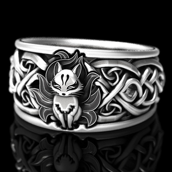 Kitsune Fox Celtic Knot Ring, Kistune Ring Sterling Silver, Fox Kistune ...