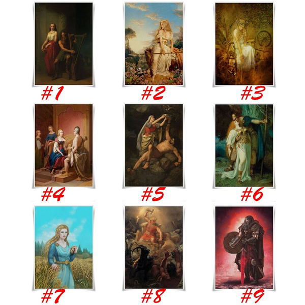 Major Gods & Goddesses of Norse mythology Mythological Poster Fabric ...