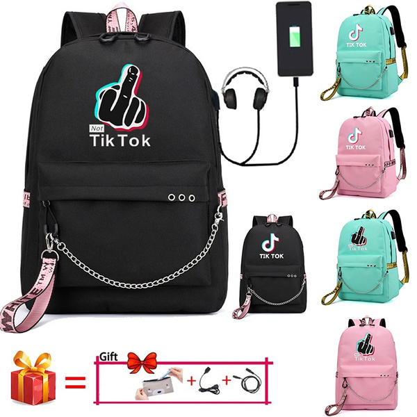 Tik Tok Boy Students School Bag Girl Luminous Backpack Anti-theft USB ...