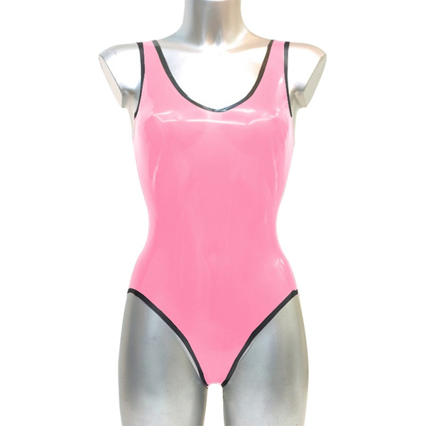 Gummi Catsuit Women Latex Fitness Clothing Sports Black Swimsuit 