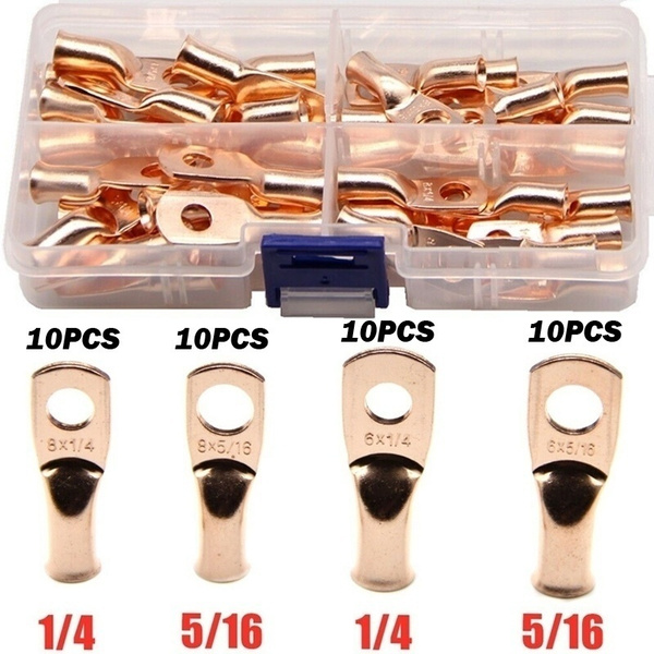 40PCS 6/8AWG Wire Ring Terminal Lugs Battery Cable Closed Ends Bare ...