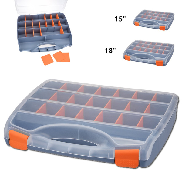 15-inch/18-inch Heavy Duty Transparent ABS Tool Box with Removable Tray ...