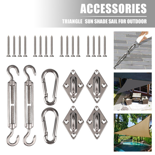 24PCS Stainless Steel Shade Sail Hardware kit Hook Turnbuckle Screws ...