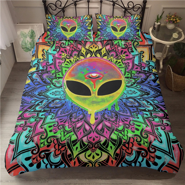 Alien Shaped Bedding Set Watercolor Witchcraft Duvet Cover Colorful ...