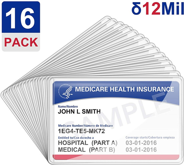 16PCS New Medicare Card Holder Protector Sleeves, 12Mil Clear PVC ...